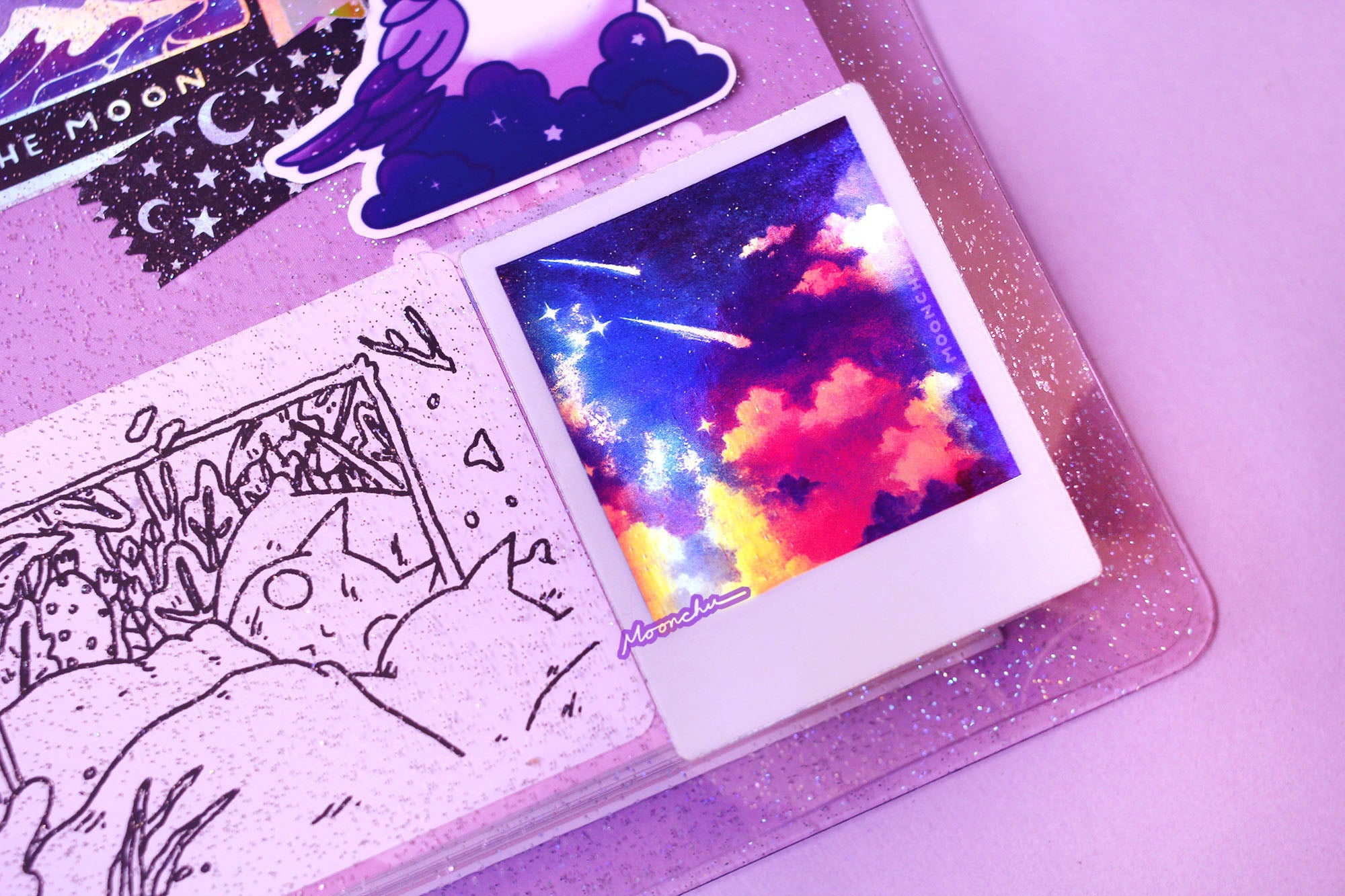 shooting star snapshot holographic die cut vinyl sticker – moonchu