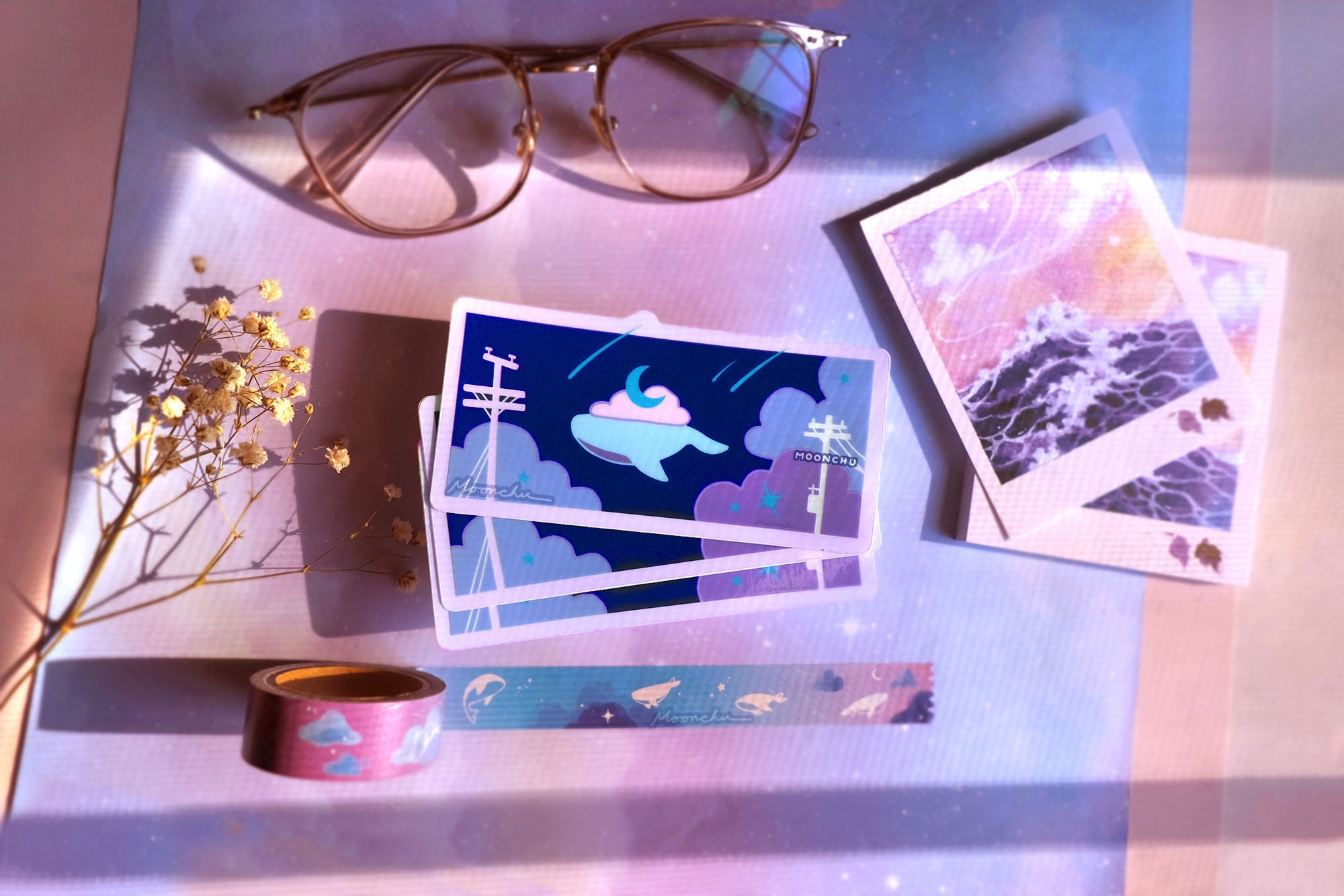 whale wanderer transparent vinyl sticker, sky whale sticker – moonchu